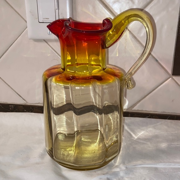 BLENKO | Art | Mid Century Modern Blenko Art Glass Yellow Amberina ...